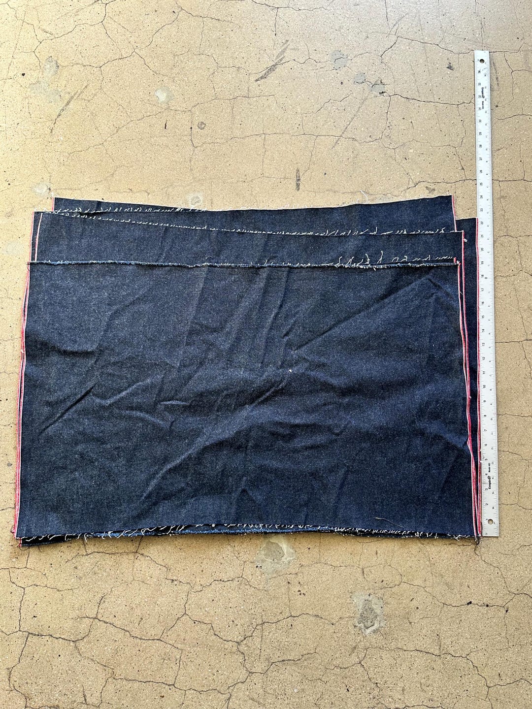 Washed American Indigo Selvedge Denim Fabric Lot Red Ticker 100% Cotton ...