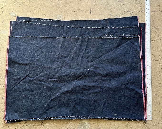 Washed American Indigo Selvedge Denim Fabric Lot Red Ticker 100% Cotton ...