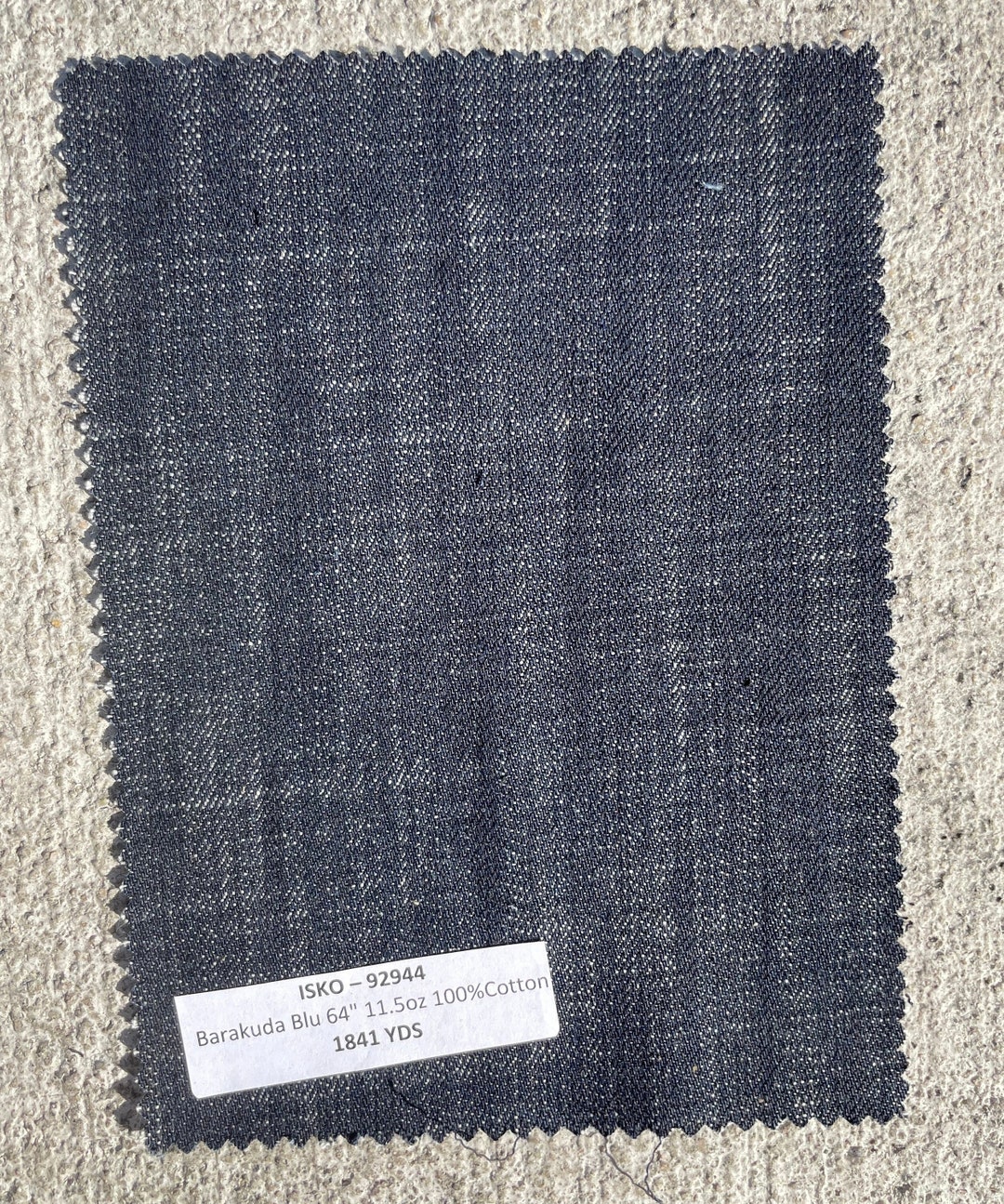 3 Yards Blue Slub Denim ISKO - 92944 Barakuda Blue 64" 11.5oz 100 ...