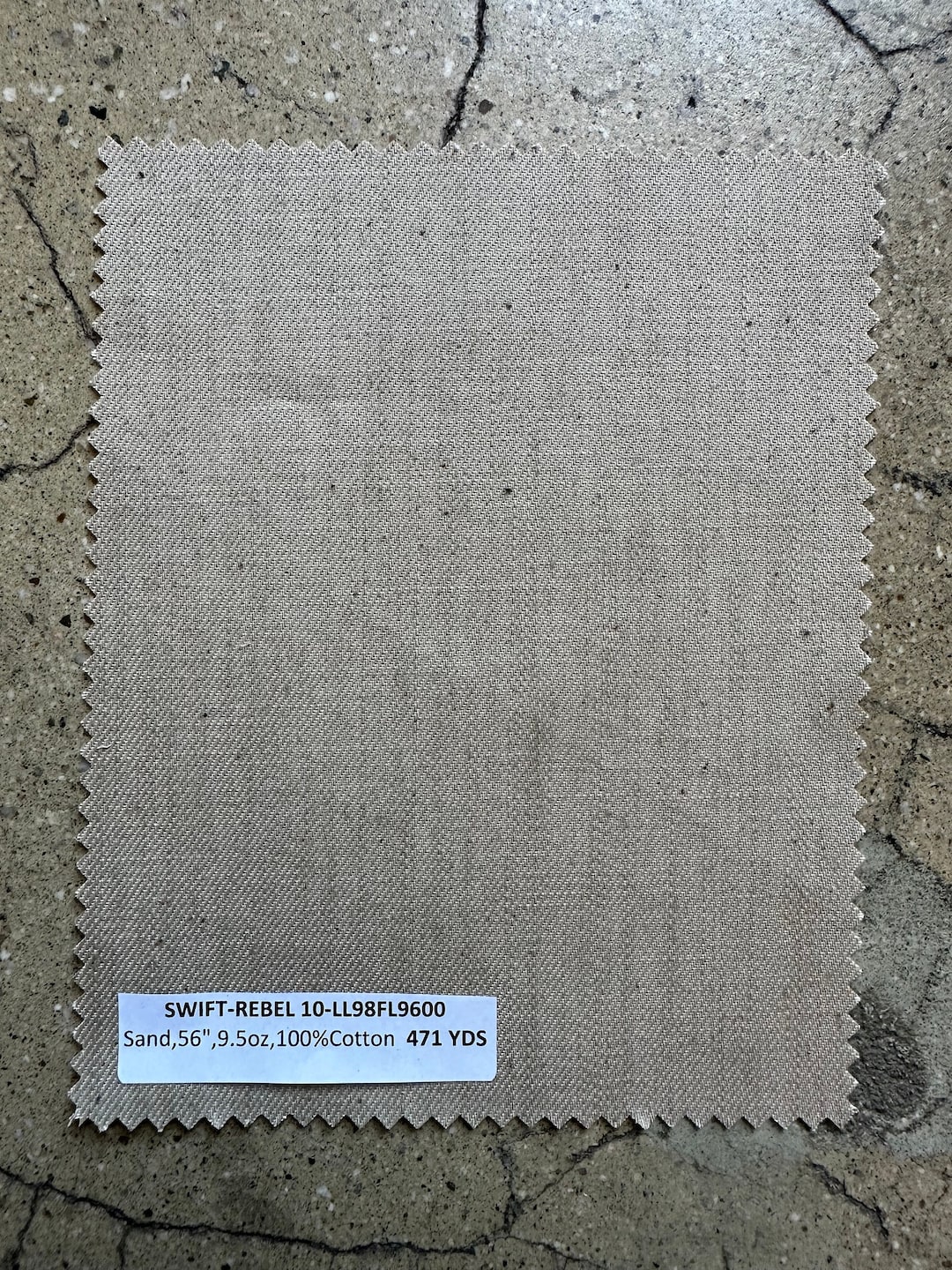 Swift Beige Sand Denim Fabric by the Yard (3 Yard Minimum) 55" 8 Oz 98% ...