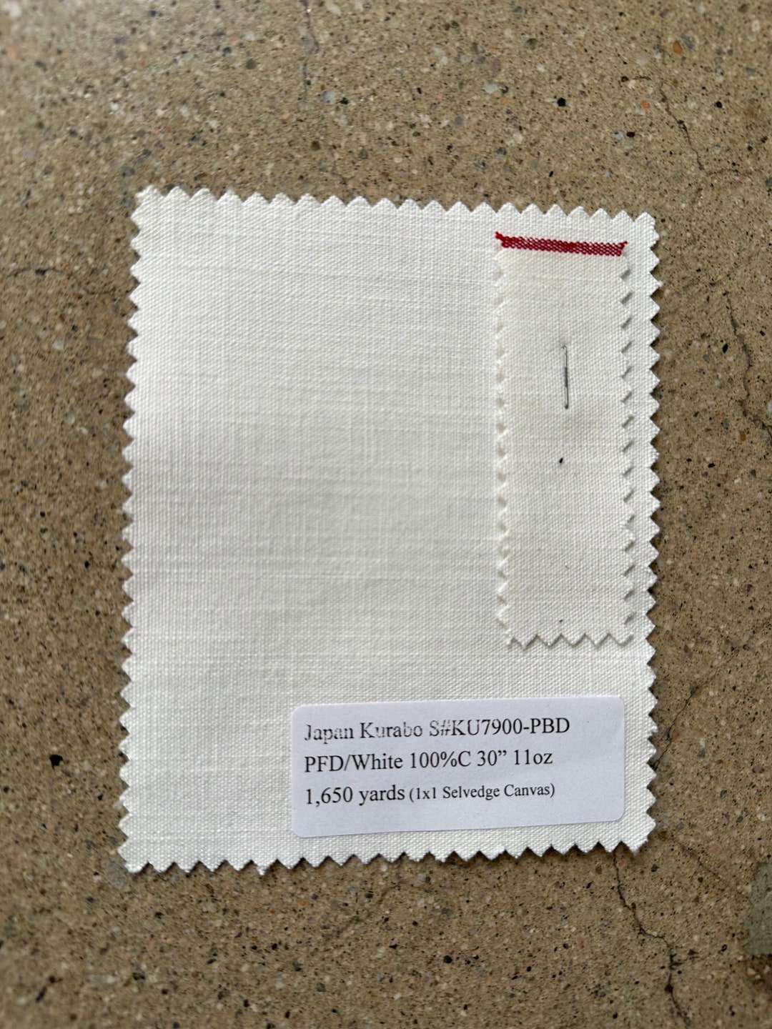 5 Yards Japanese White Selvedge Canvas Red Ticker Kurabo 11 Oz 100% ...