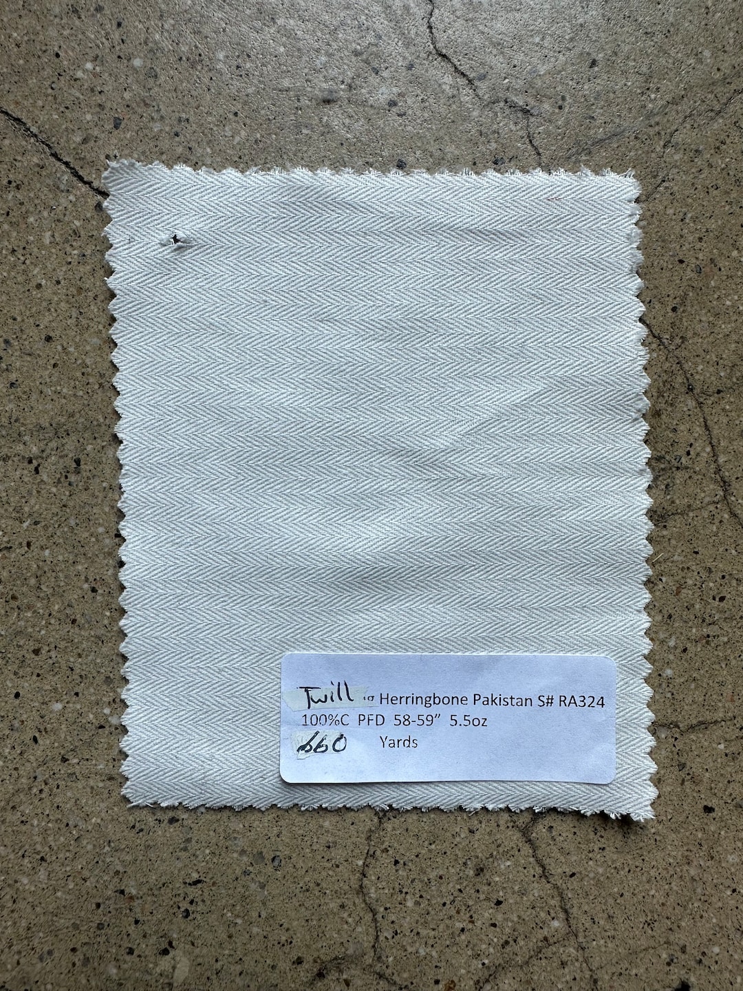 3 Yards Pfd Twill Herringbone White Fabric 5.5 Oz Lightweight 100% ...
