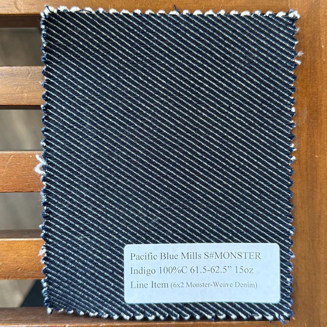3 Yards Indigo Denim Pacific Blue Mills Monster Weave 100% Cotton 15 Oz ...