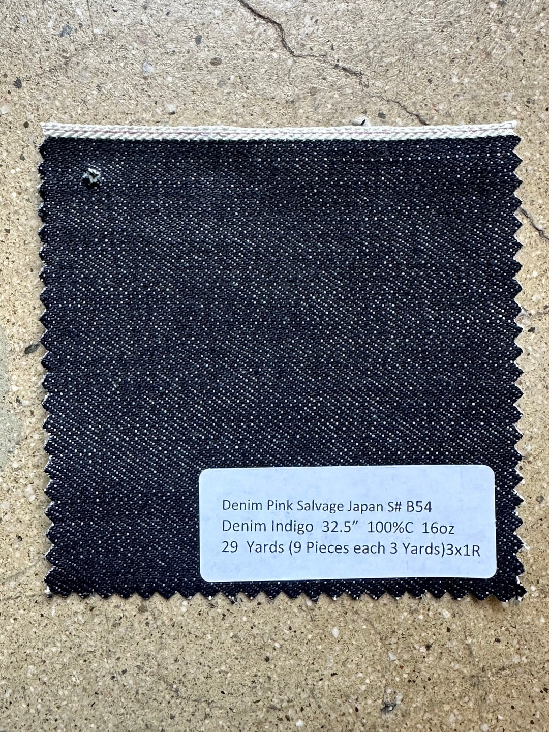 3 Yards Salvage Denim Japan Pink Selvedge 16 Oz Cotton 32" Heavyweight ...