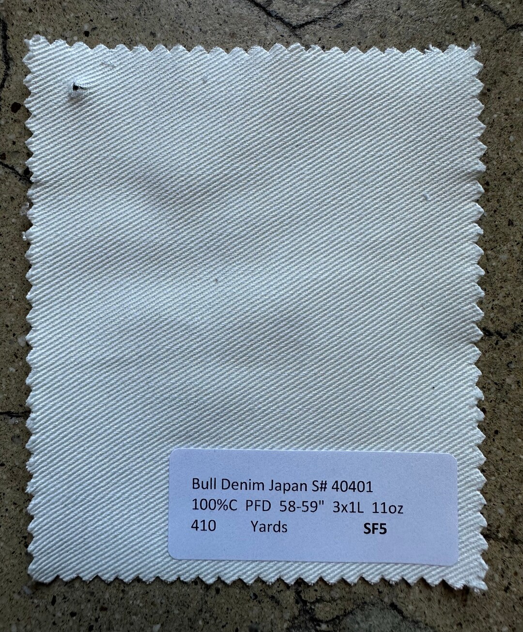 White Japanese Bull Denim PFD Fabric by the Yard 11 Oz 100% Cotton 58 ...