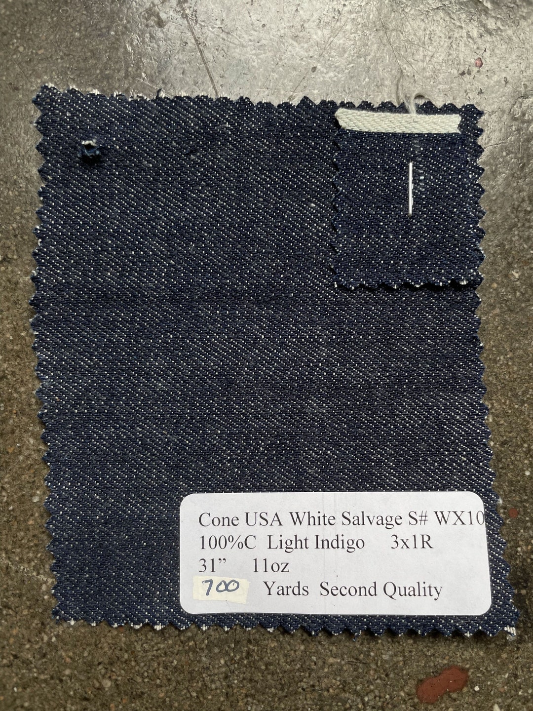White Selvedge Indigo Denim Fabric by the Yard Light Indigo Made in the ...