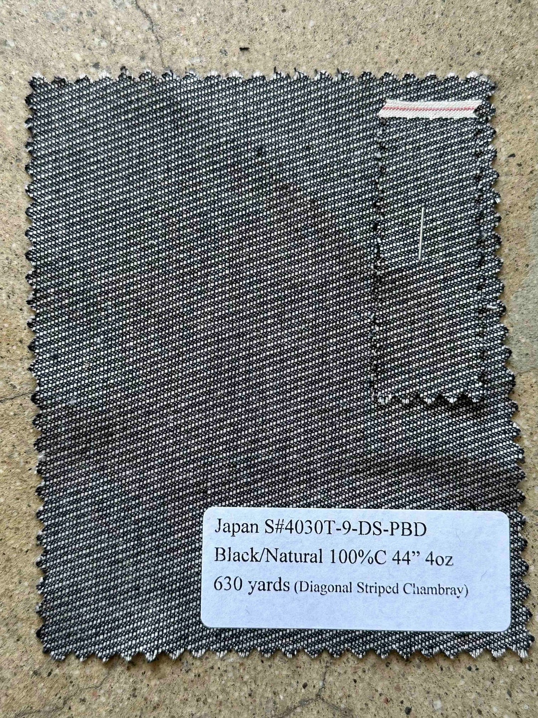 3 Yards Japanese Twill Chambray Selvedge Black/natural 100%cotton 44 ...
