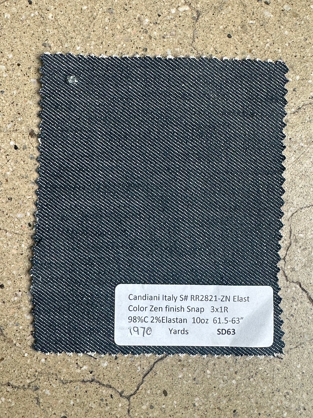 Italian Indigo Denim Candiani Zen Finish Snap 10.5 Oz 98% Cotton 2 ...