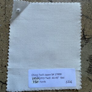 Chino Twill Japan PFD Fabric by the Yard 100% Cotton 6 Oz 44 In - Etsy