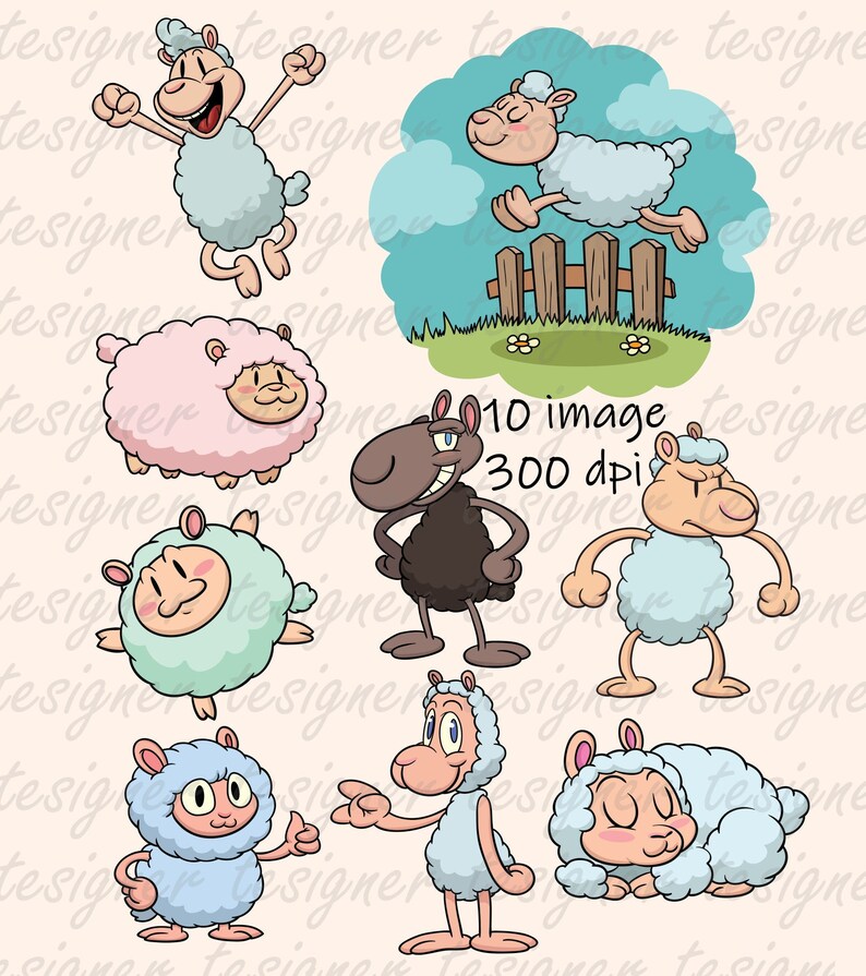 Animal Clip Art, Cute Sheep Clipart, Cute Animal Clip Art - Etsy