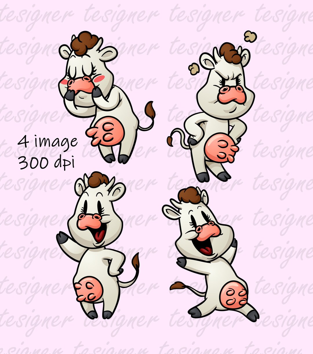 Animal Clip Art, Cow Clipart, Cute Animal Clip Art - Etsy