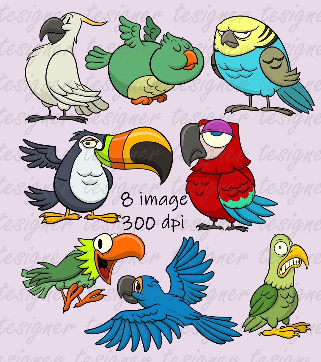 Animal Clip Art, Cute Birds Clipart, Colorful Cute Animal Clip Art - Etsy