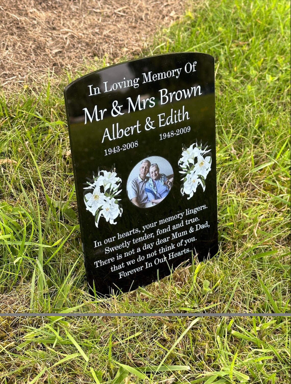 Temporary Headstone, Personalised Gravestone, Floral Headstone, Lily ...
