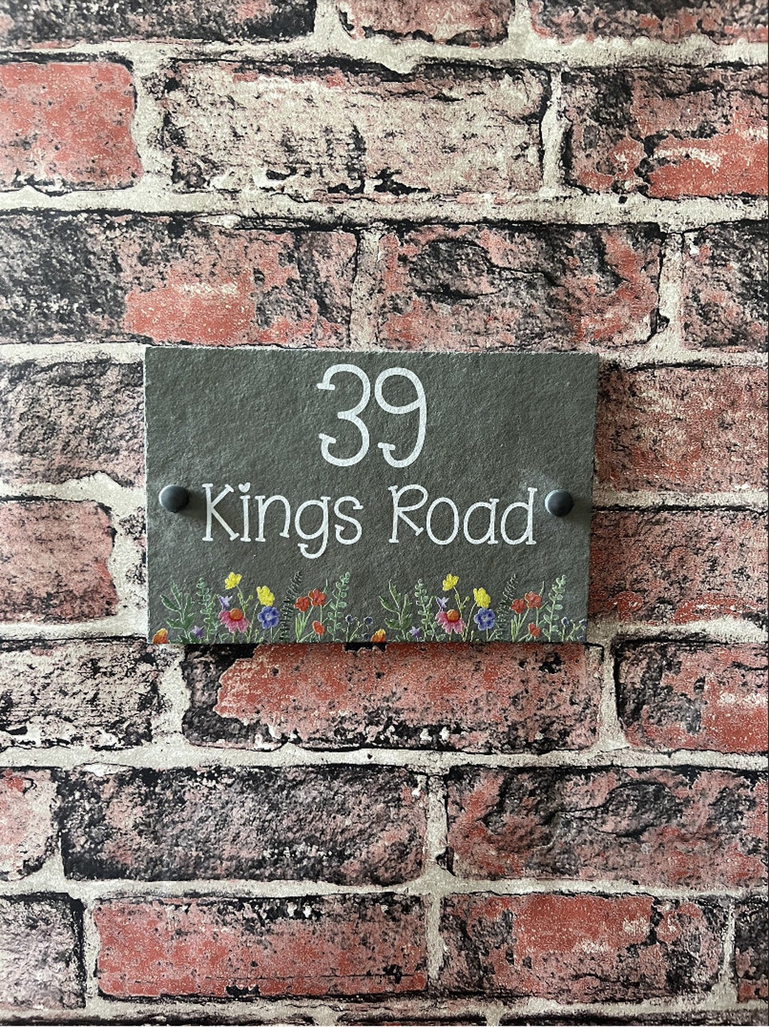 Personalised Outdoor House Plaque, Family Name, Flowers, Plants ...