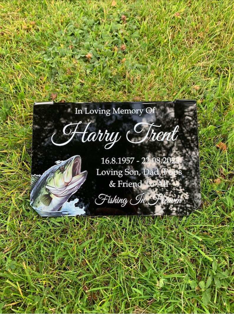 Temporary Headstone, Personalised Gravestone, Fishing, Fish, Gone ...