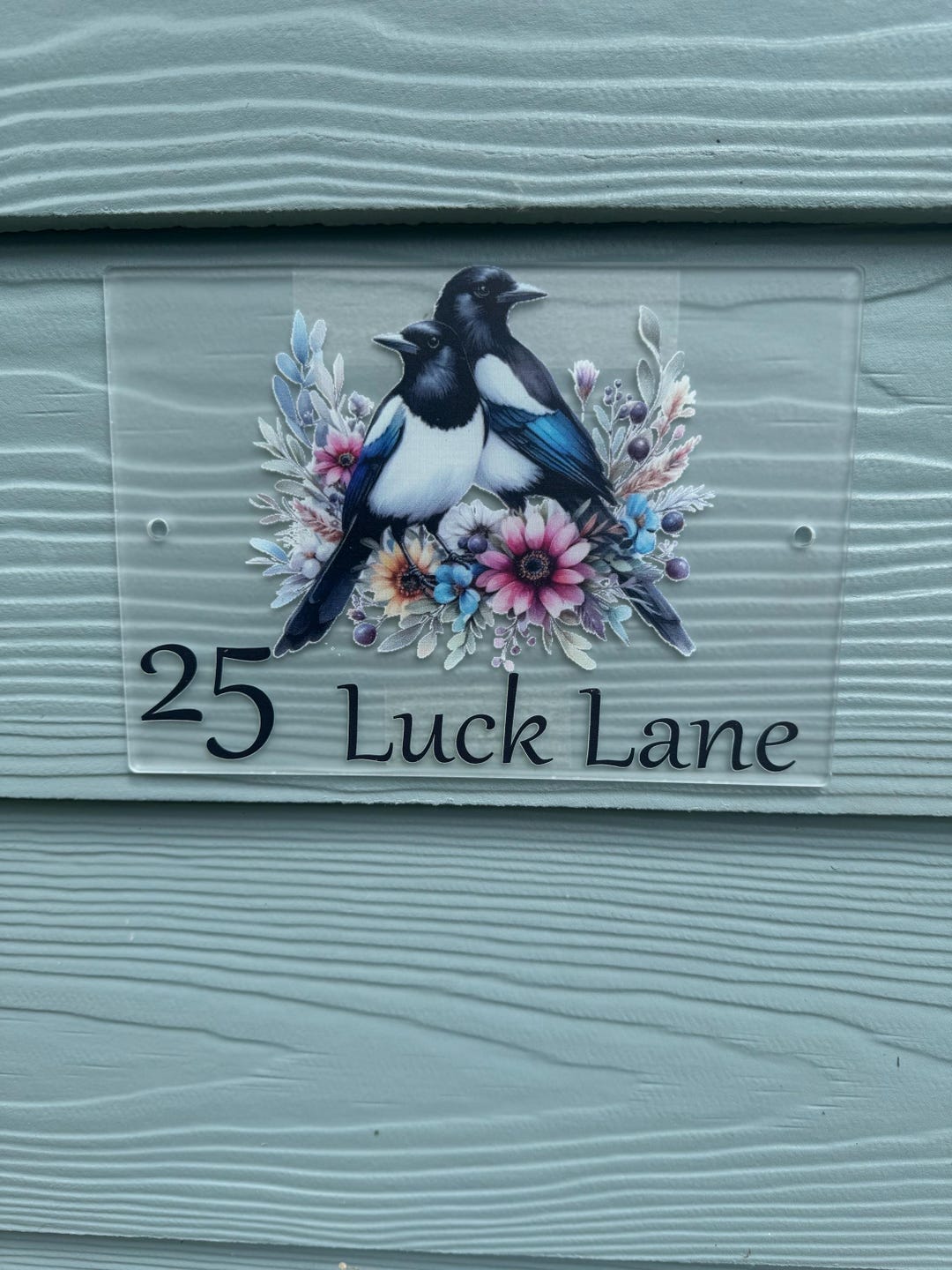 Magpie Acrylic House Plaque, Personalised, Magpies, Family, Outdoor ...