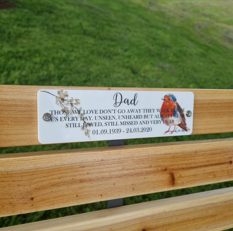 Personalised Memorial Plaque, Grave Marker, Robin Bench Plaque, in ...