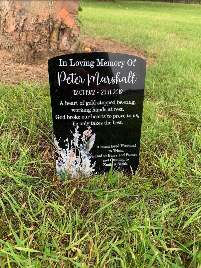 Temporary Headstone, Personalised Gravestone, Floral Headstone ...
