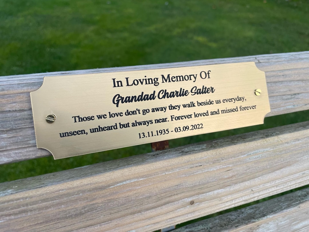 Personalised Bench Plaques, All Weather Memorial Plaque, Anniversary, Remembrance Plaques ...