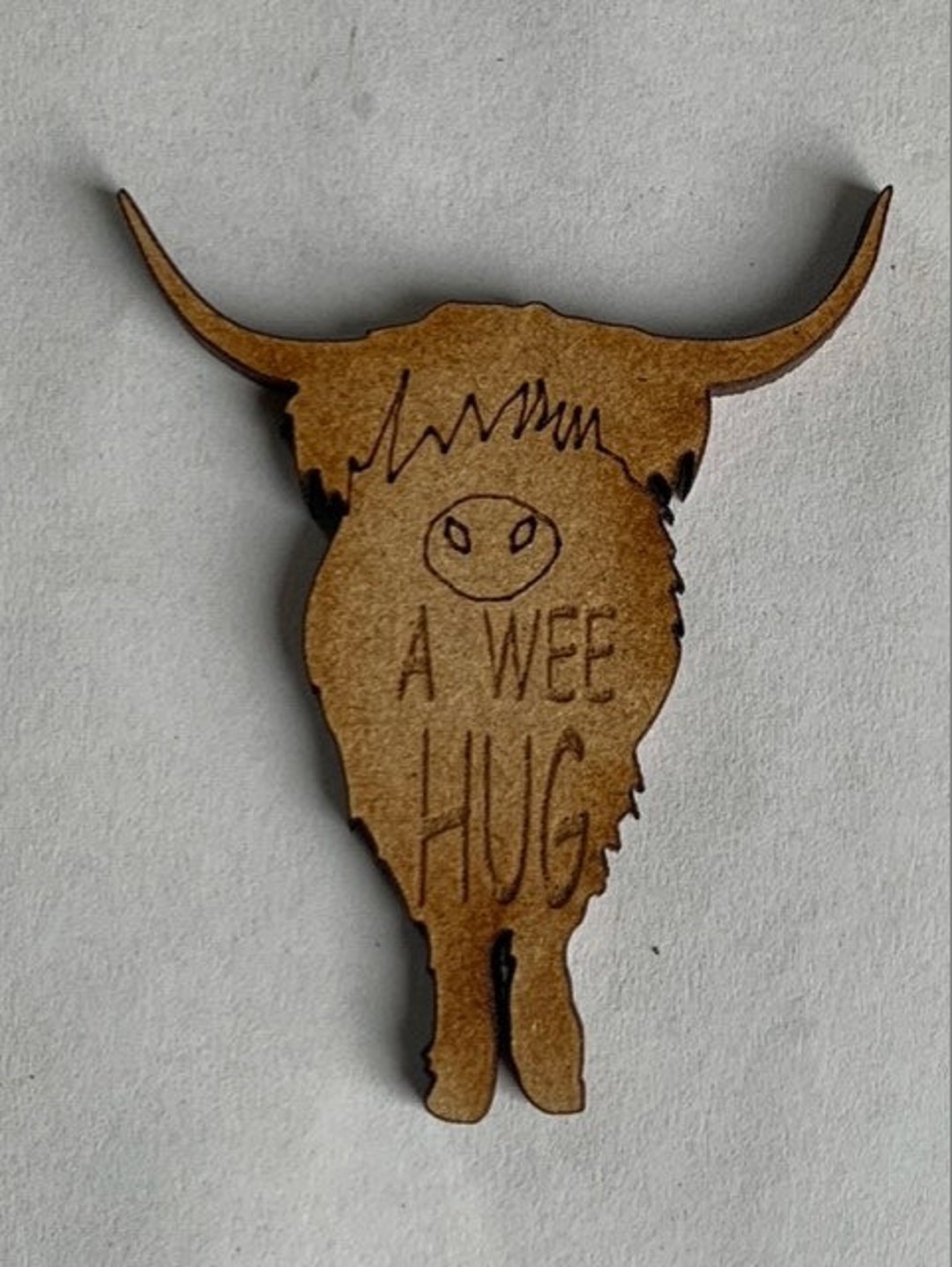 10 Pack Scottish Highland Cow "a Wee Hug" MDF Wooden Craft Shape Card ...