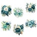 Teal Floral Clip Art, JPG Blue Roses, Green Flower Watercolor Clipart ...
