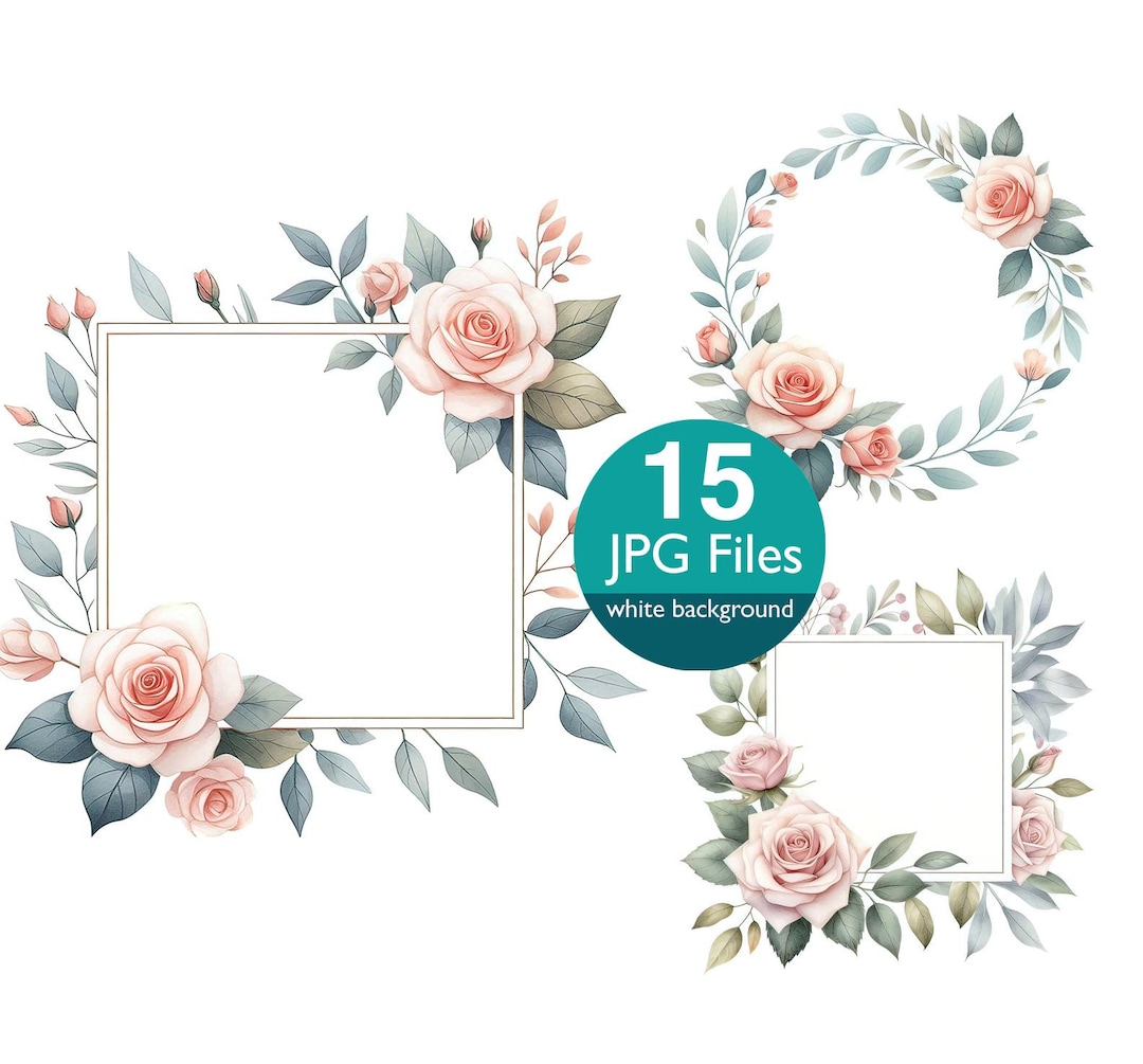 Rose Frame Clip Art, JPG Frames and Borders Clipart, Roses Flowers for ...