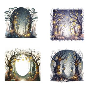 Enchanted Forest Clip Art, JPG Fanstay,trees Digital Art, Sticker Junk ...