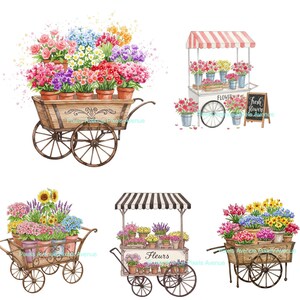 Watercolor Flower Cart Clipart: Spring Floral PNG (digital Art) - Etsy