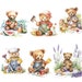Spring Teddy Bear Clip Art, JPG Watercolor Teddy Bears Clipart, Paper ...