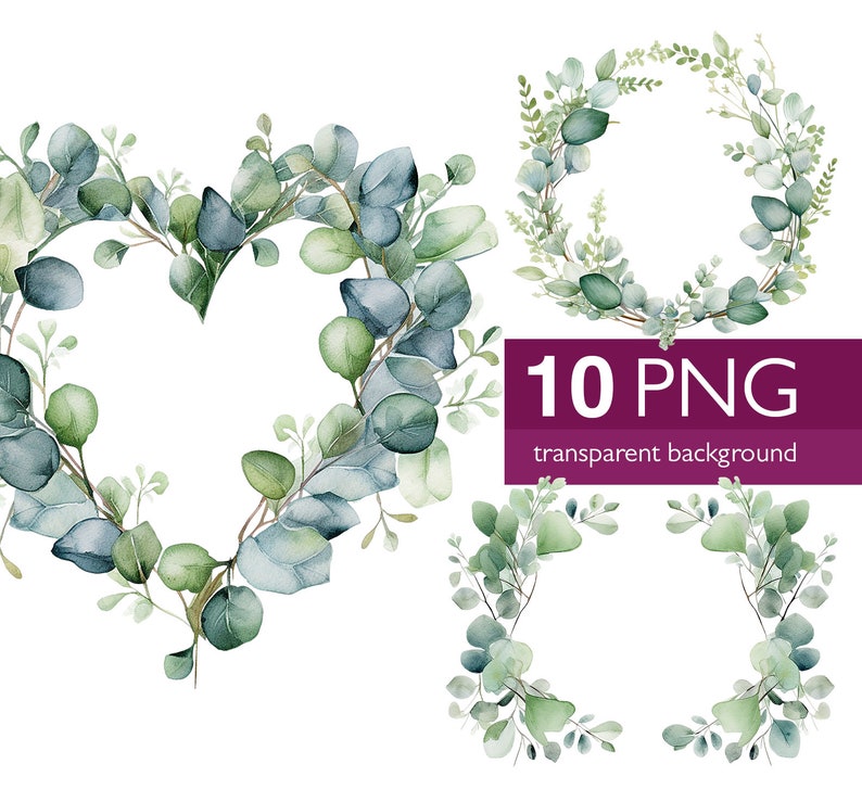 Eucalyptus Leaves Clip Art Png Frames And Borders Clipart Etsy Australia