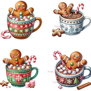 Gingerbread and Hot Cocoa Clip Art, JPG Watercolor Hot Choco ...