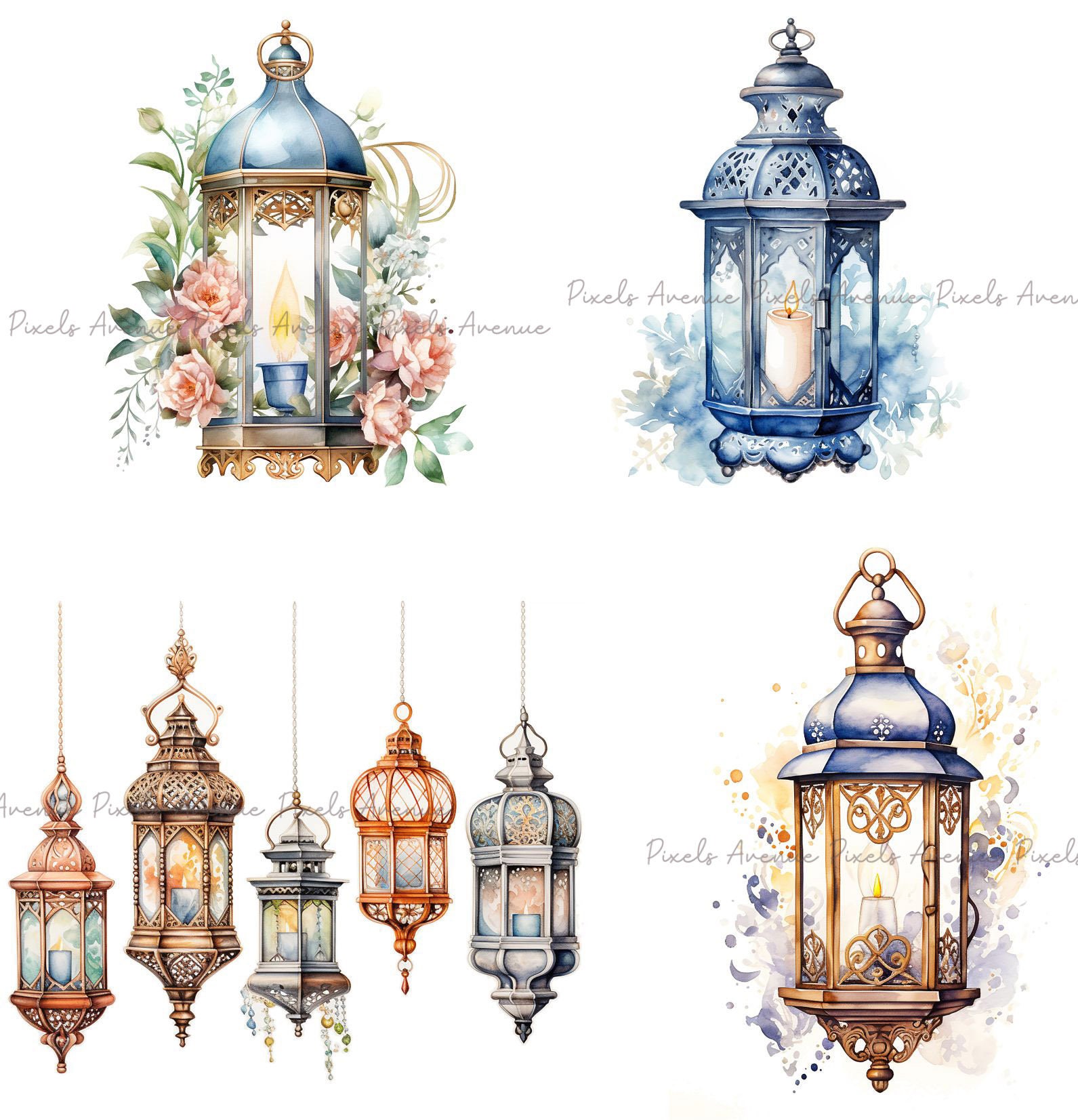 Vintage Lanterns Clip Art: Antique Style, Scrapbook Graphics (JPG) - Etsy