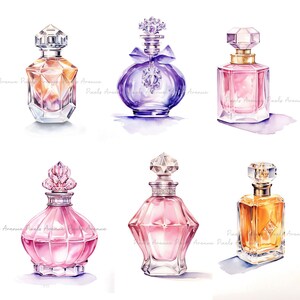 Perfume Bottle Clip Art, JPG Watercolor Clipart, Perfumes, Sticker Junk ...
