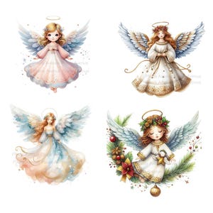 Christmas Angel Clip Art, JPG Watercolor, Cute Angel Christmas ...
