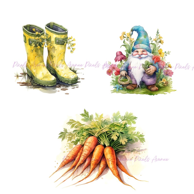 Gardening Clip Art JPG Garden Illustration Clipart Spring - Etsy