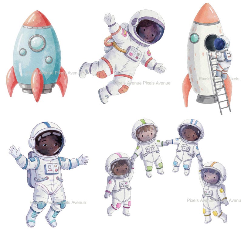 Cute Astronaut Clipart | Space PNG Bundle | Outer Space Birthday ...
