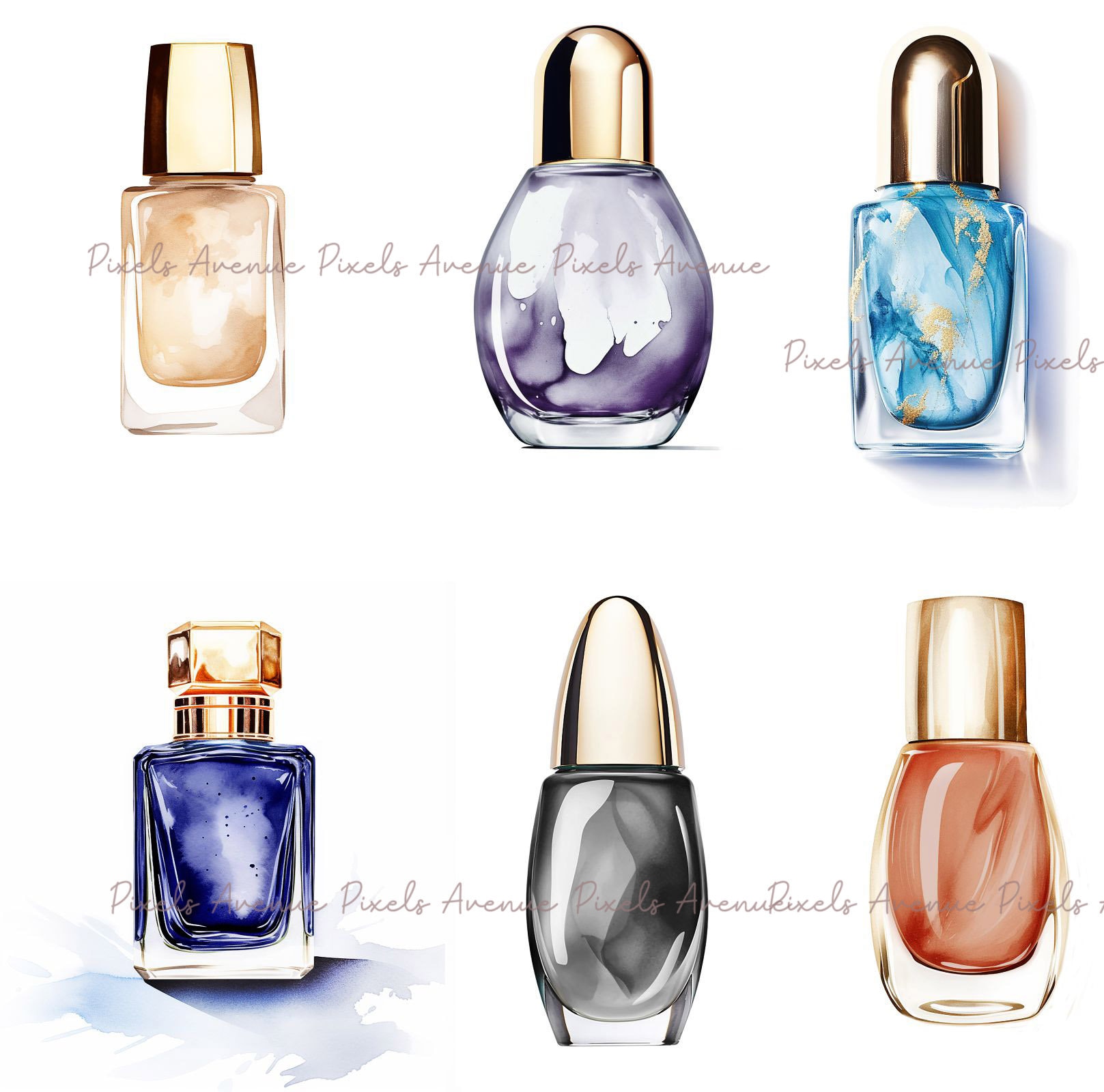 Chic Nail Polish Clip Art Set Digital Manicure Graphics Instant ...