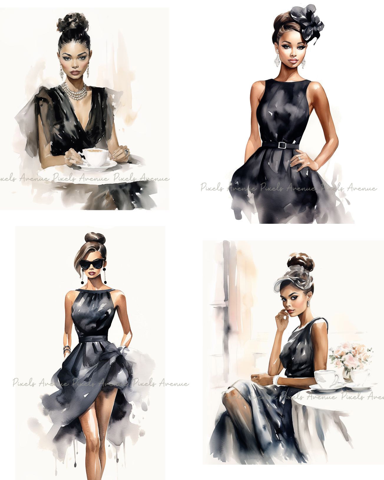 African American Little Black Dress Clip Art, JPG Fashion Girls, Black ...