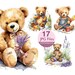 Spring Teddy Bear Clip Art, JPG Watercolor Teddy Bears Clipart, Paper ...