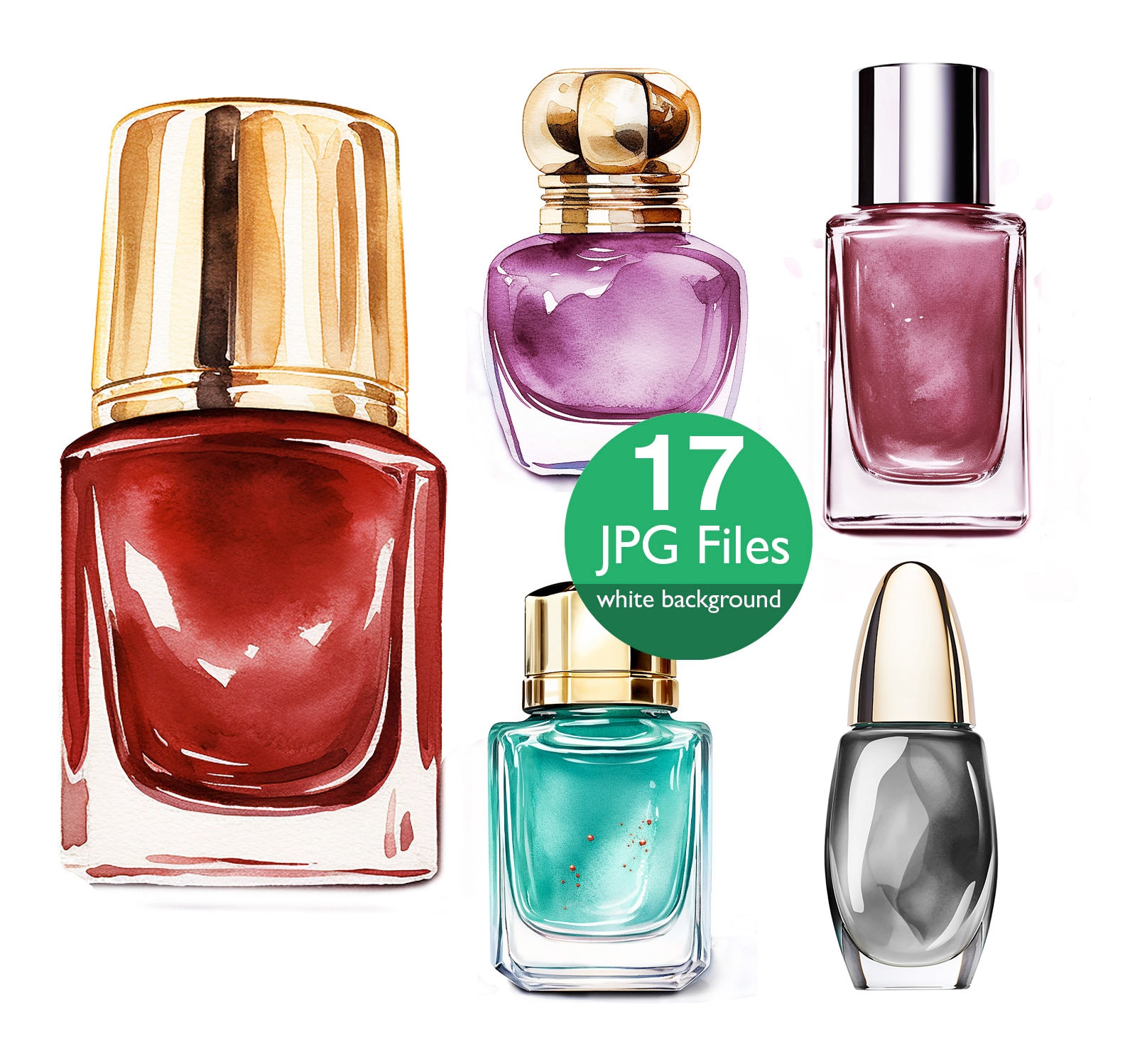 Chic Nail Polish Clip Art Set - Digital Manicure Graphics - Instant ...