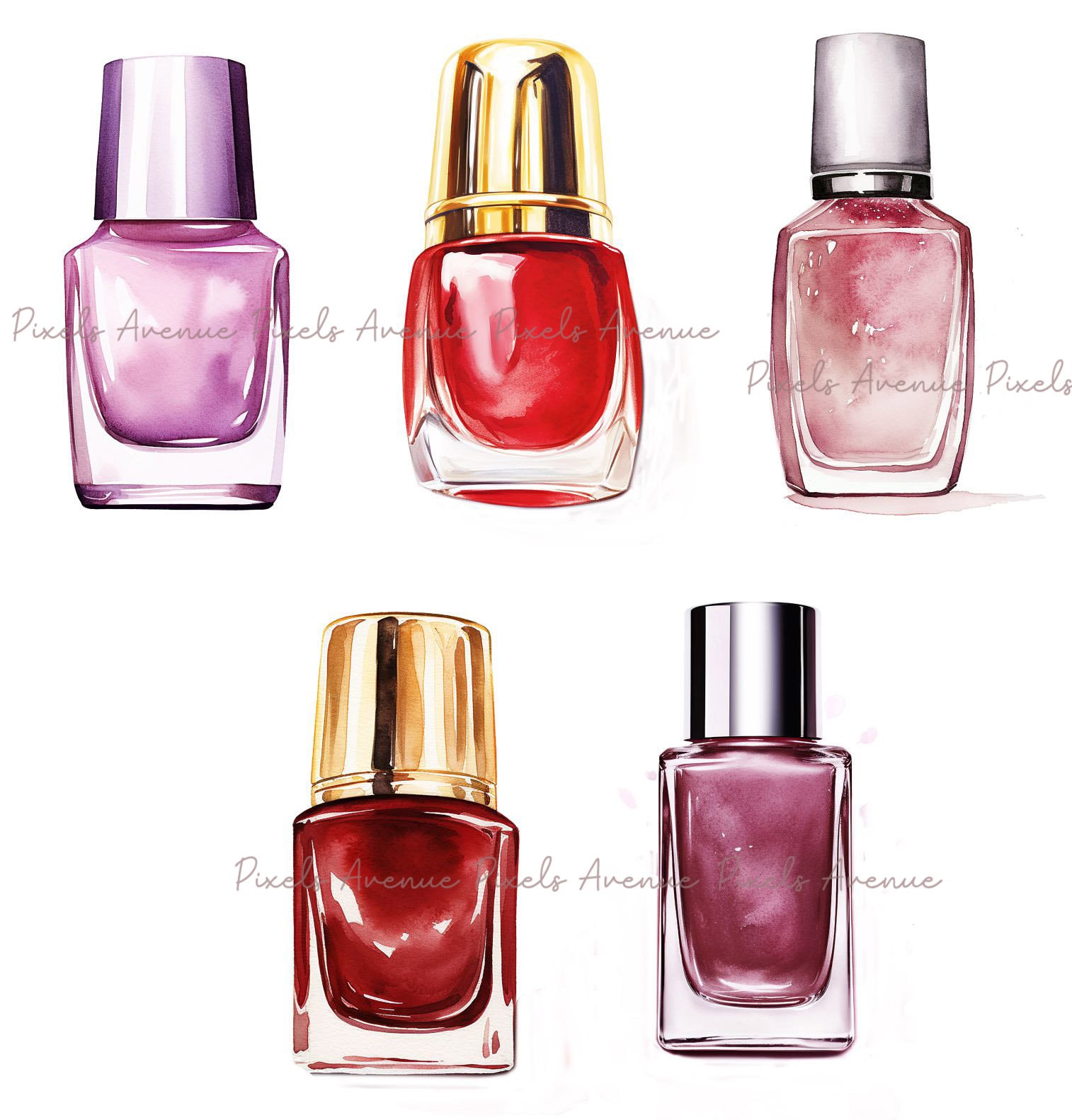Chic Nail Polish Clip Art Set - Digital Manicure Graphics - Instant ...