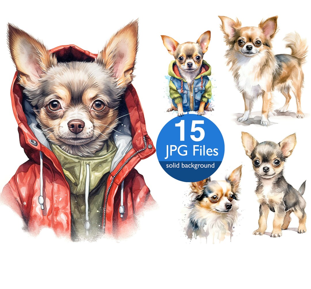 Chihuahua Clip Art, JPG Puppy Watercolor Puppies Clipart, Dog ...