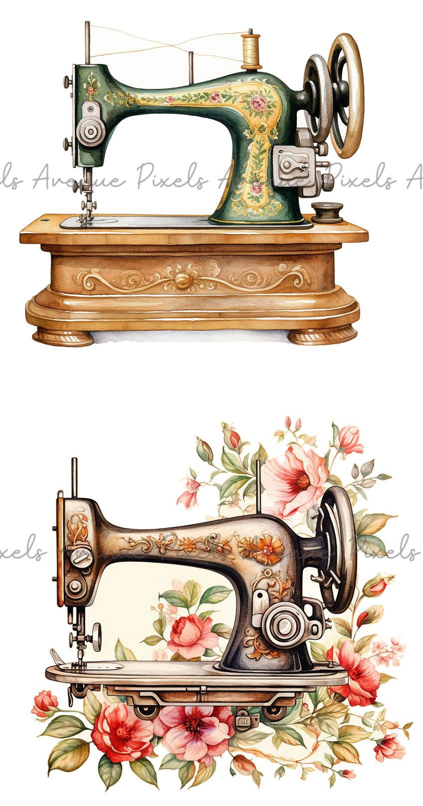 Vintage Sewing Machines Clip Art JPG Antique Sewing Machines - Etsy