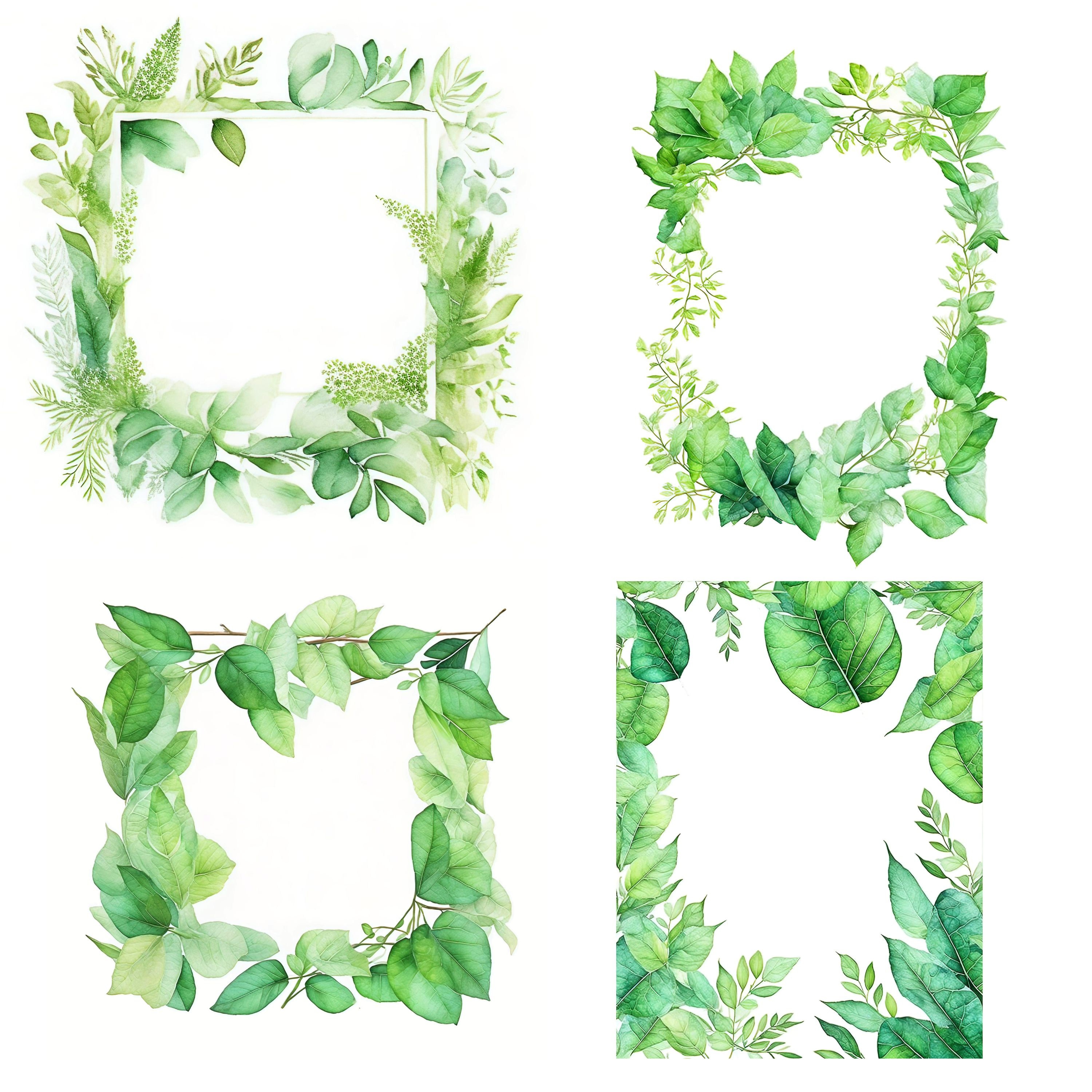 Greenery Clip Art JPG Frames and Borders Clipart Flowers for - Etsy