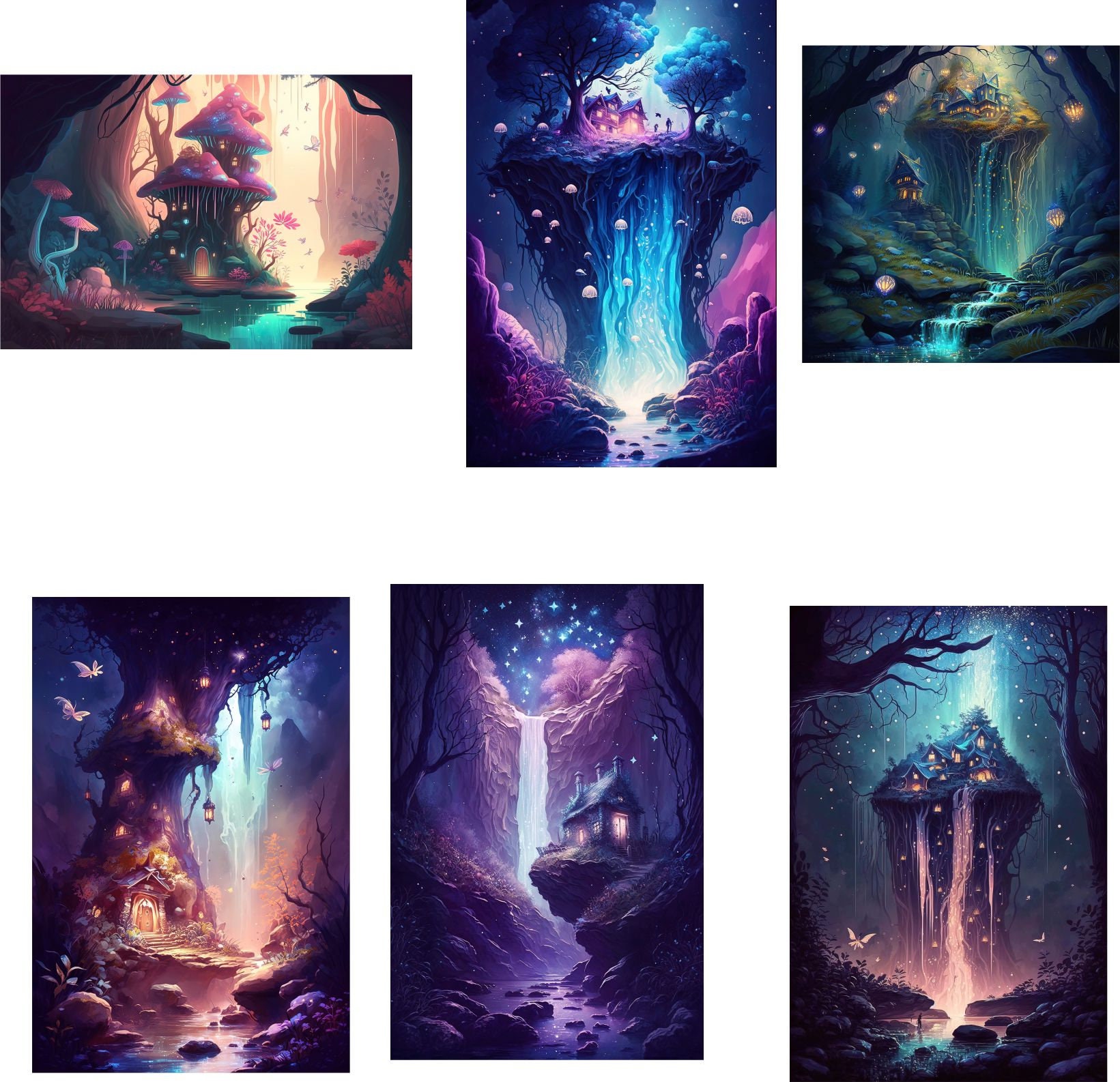 Enchanted Forest Scenes Clip Art JPG Fanstayfairy House - Etsy