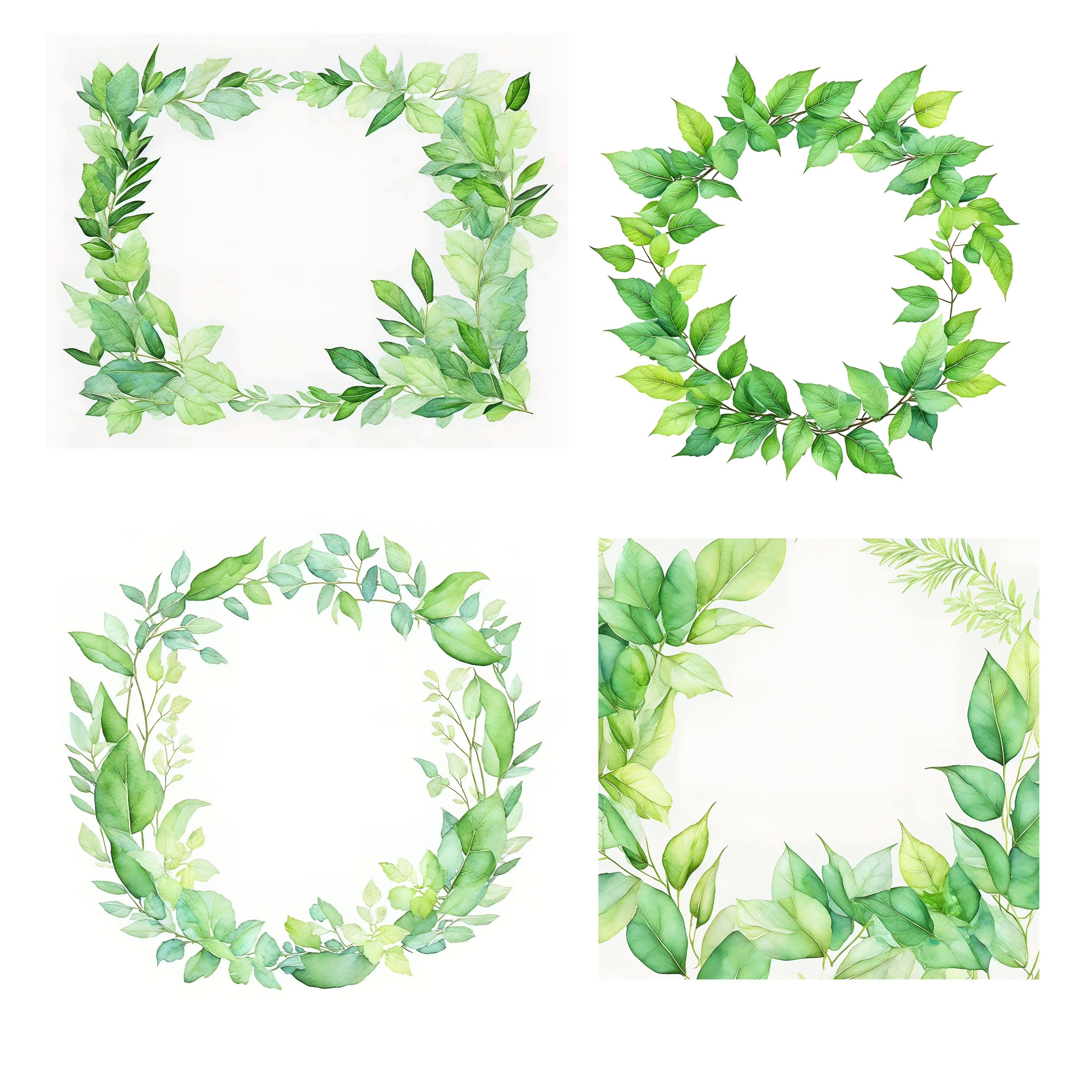 Greenery Clip Art JPG Frames and Borders Clipart Flowers for - Etsy