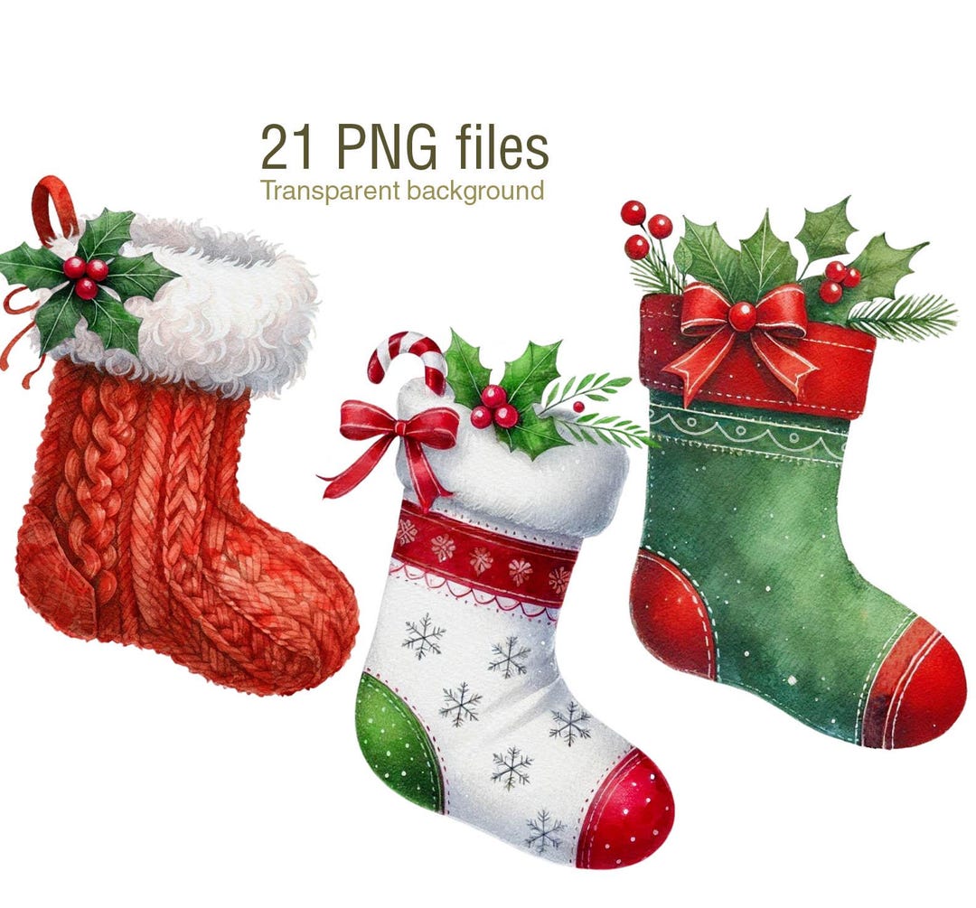Christmas Stocking Clipart, Stockings, Holiday Graphics, Christmas ...