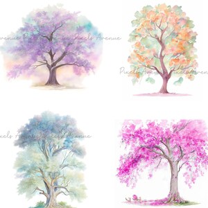 Pastel Trees Clip Art, JPG Garden Illustration Clipart, Tree, Planner ...