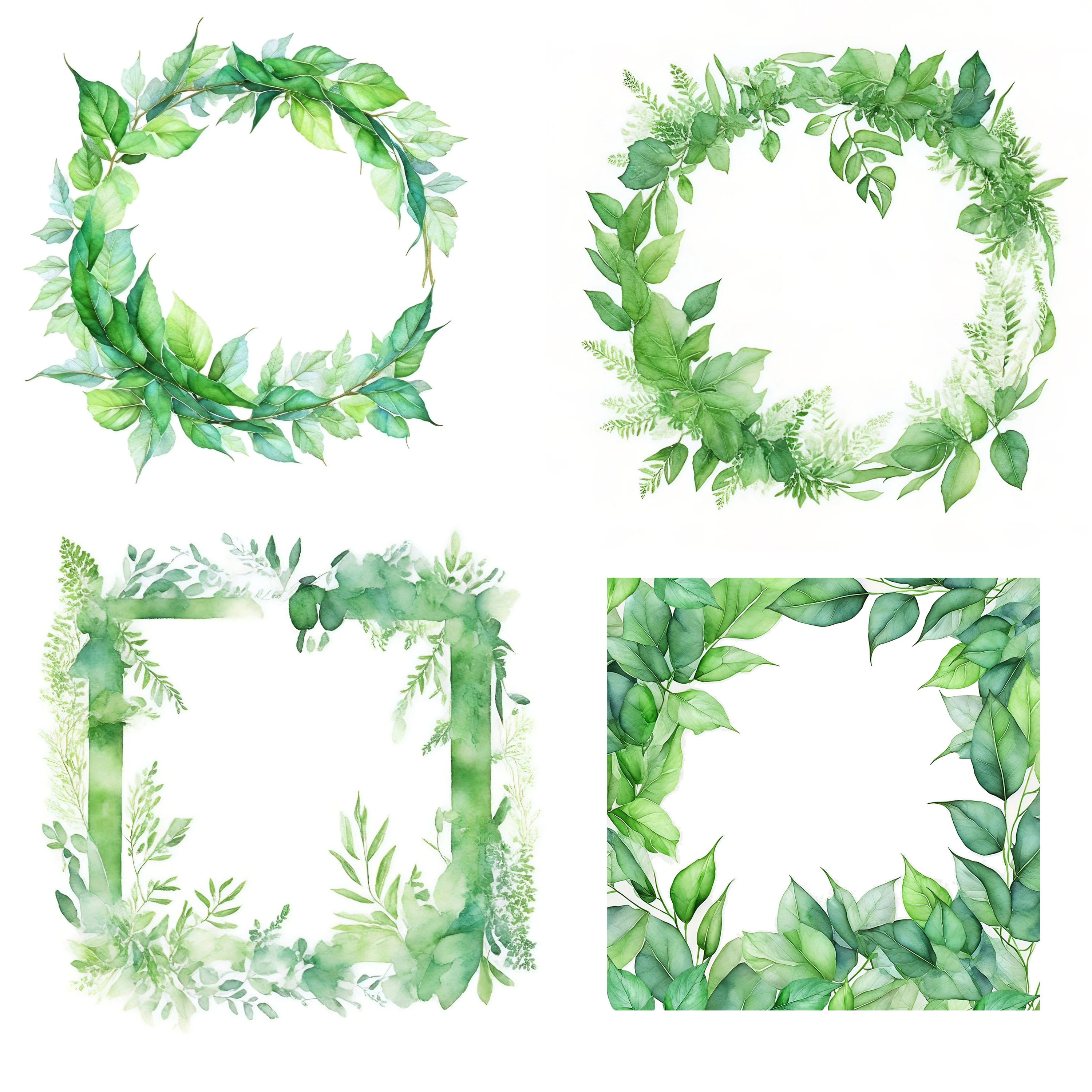 Greenery Clip Art JPG Frames and Borders Clipart Flowers for - Etsy