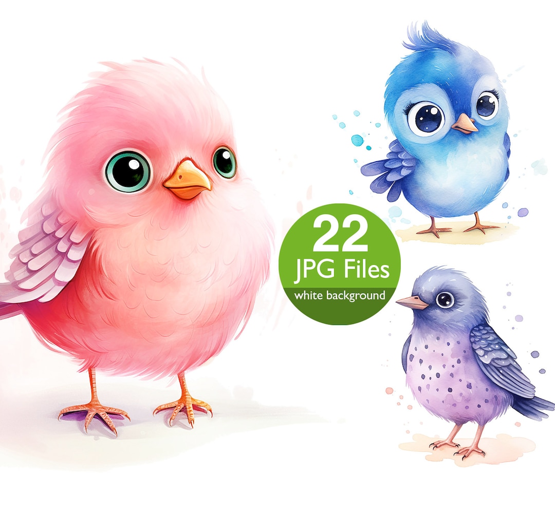 Cute Birds Clip Art, JPG Watercolor Birds Clipart, Paper Crafts ...